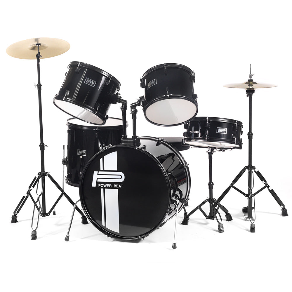 Batería Power Beat Jbp1601abk 5 Pzas Negro C/Atril Asientos Y Platill